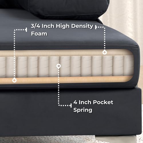 Casa Andrea Milano Modern Large Velvet Fabric U-Shape Sectional Sofa, Double Extra Wide Chaise Lounge Couch