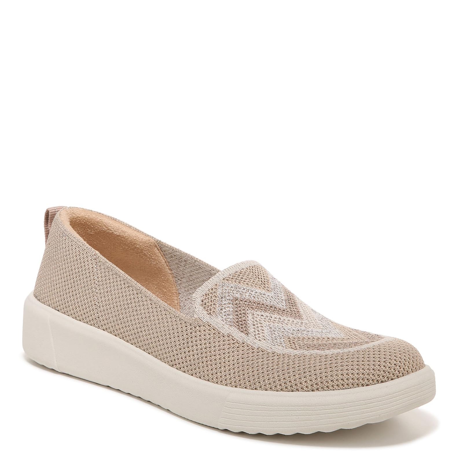 BZees Womens March On Moc Slip-on Loafer, Hazelnut Chevron Knit, 7 US