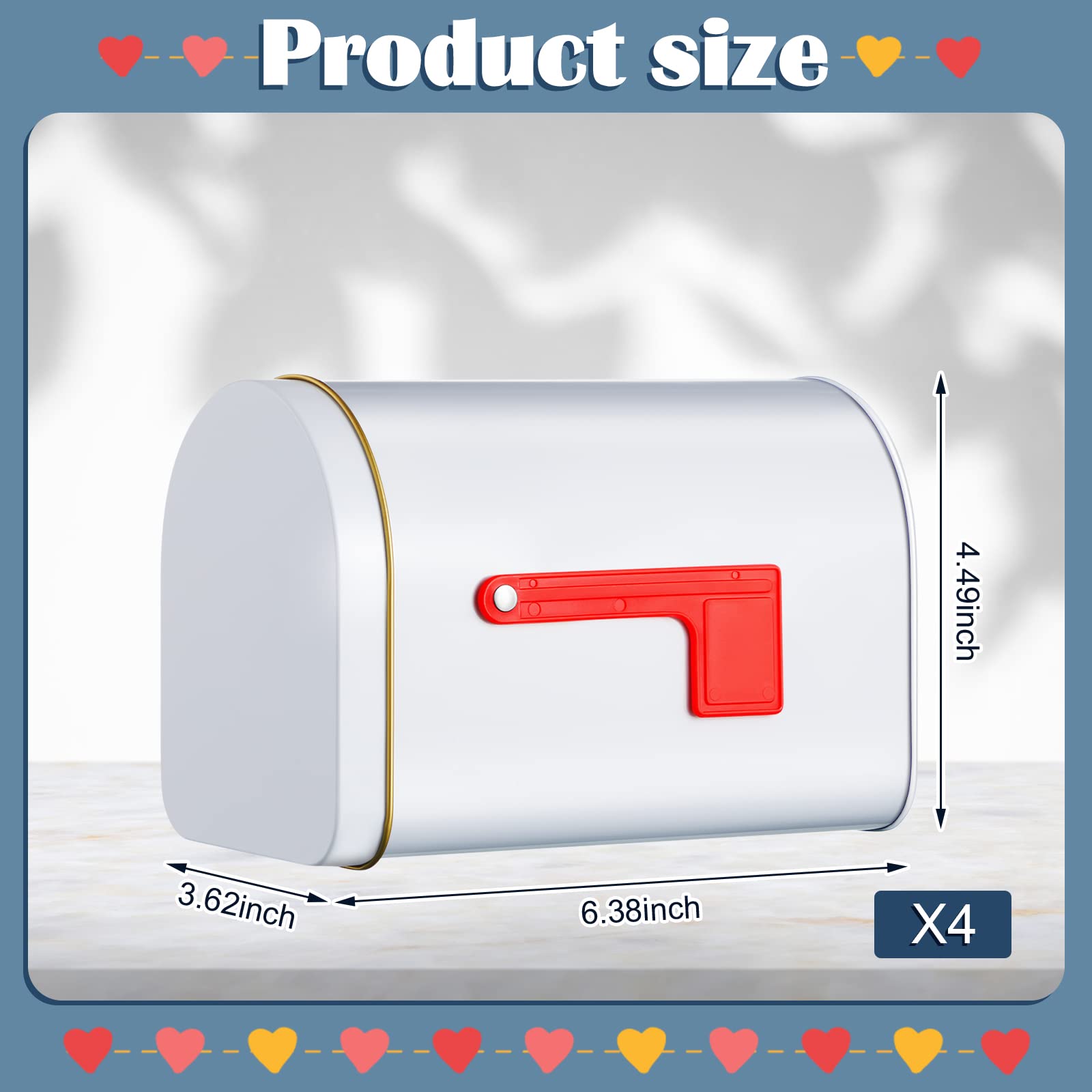 Lounsweer Mini Tinplate Mailbox Toy Small Mailbox Toywith Raised Signal Flags Post Mount Mailboxes for Boys and Girls DIY Projects for Preschoolers Gift Exchange Activities (White,4 Pcs)