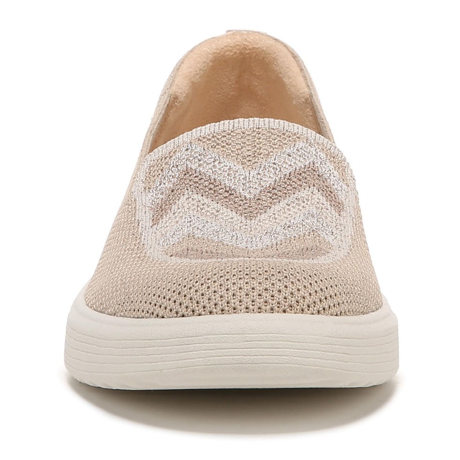BZees Womens March On Moc Slip-on Loafer, Hazelnut Chevron Knit, 7 US