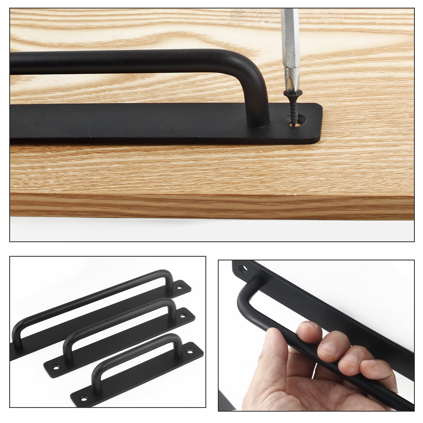 Cionyce 2 Pack Barn Door Pulls 5 inch Garage Handles Long Base Handle Pull for Shed, Gate with Mounting Screws(128mm,2 Pack)