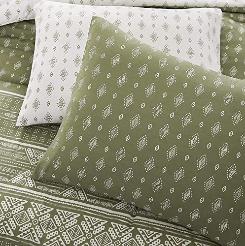 Geniospin Full Comforter Set, Olive Green Boho Aztec Comforter Set 8 Pieces, All Season Reversible Bed in A Bag, Soft Microfiber Fill Bedding, Lightweight, Warm and Breathable (Full, 80"x90")