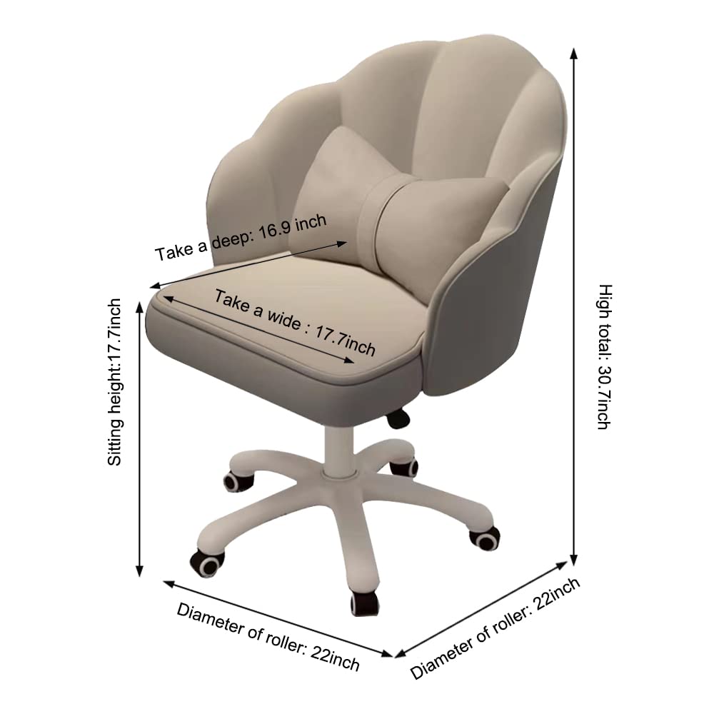 HDHNBA Home Office Desk Butterfly Chair with Mid-Back Upholstered Modern Tufted Computer Task Chair Swivel Height Adjustable Velvet Vanity Makeup Chair