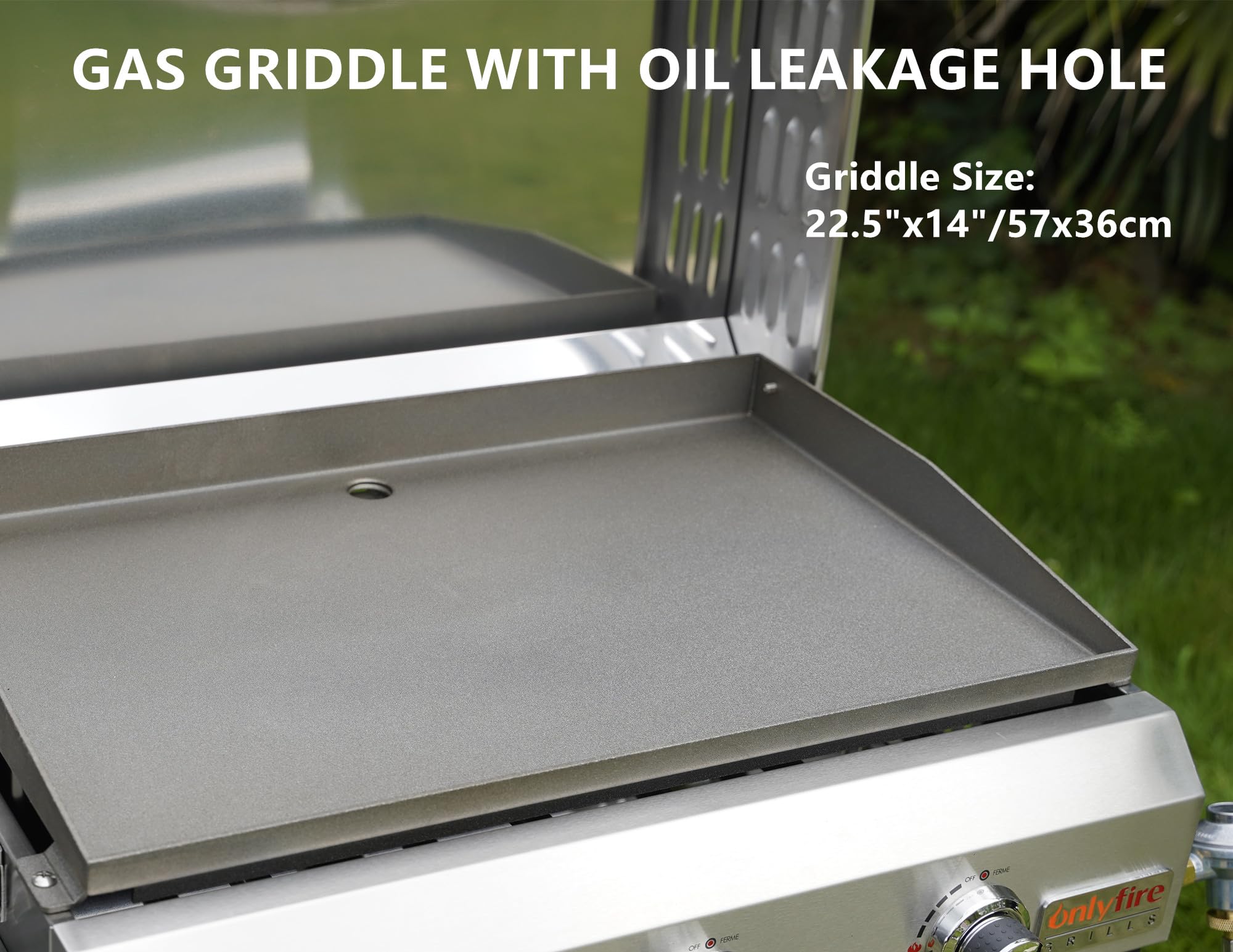 Onlyfire Flat Top Gas Griddle with Foldable Legs, 3-Burner Stainless Steel Propane Gas Grill Griddle, 24β Portable Tabletop Griddle for Outdoor Cooking Camping Tailgating RV, 24000 BTU, GS309