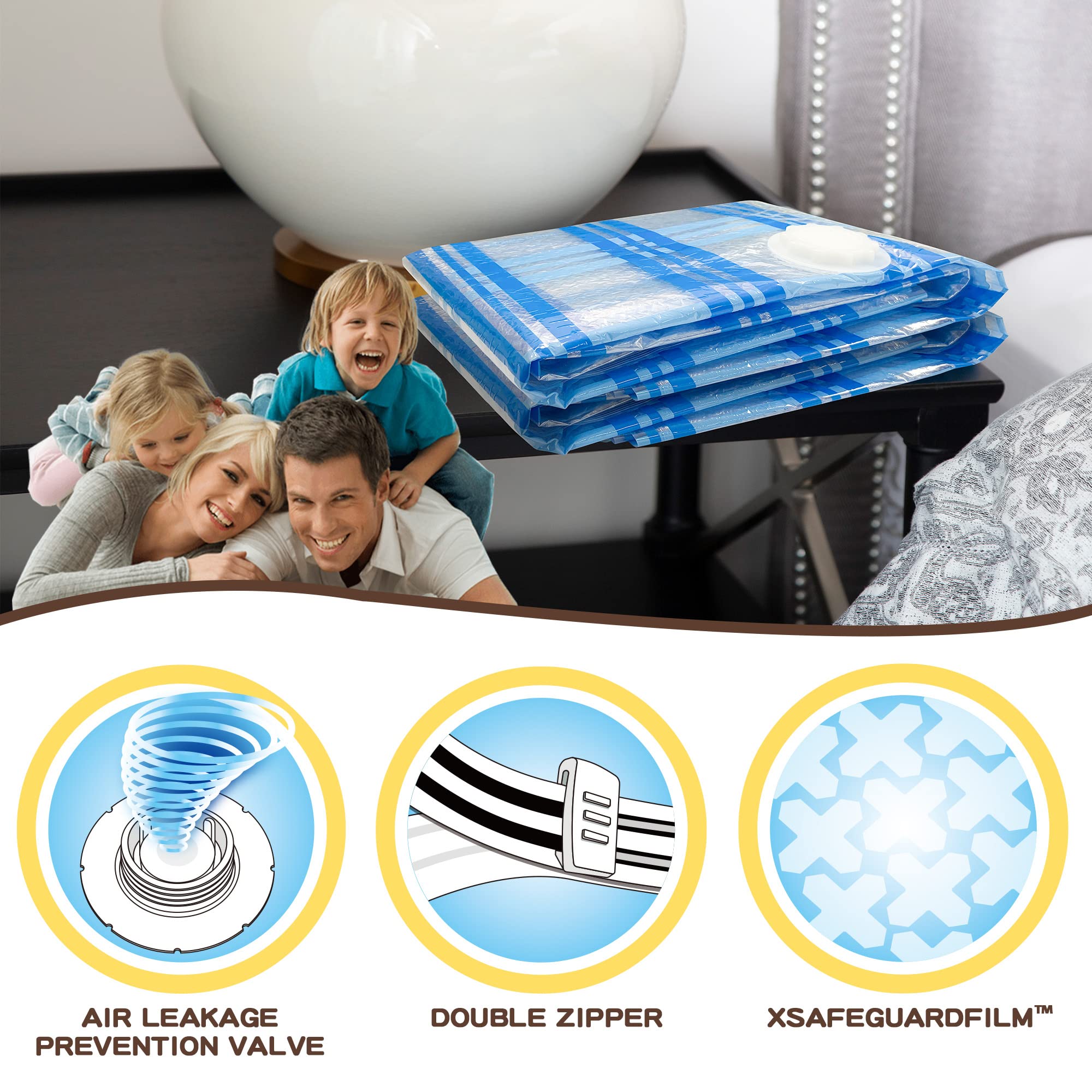 Vacuum Storage Bags, 6 Jumbo Space Saver Vacuum Seal Storage Bags for Clothes, Clothing, Comforters and Blankets