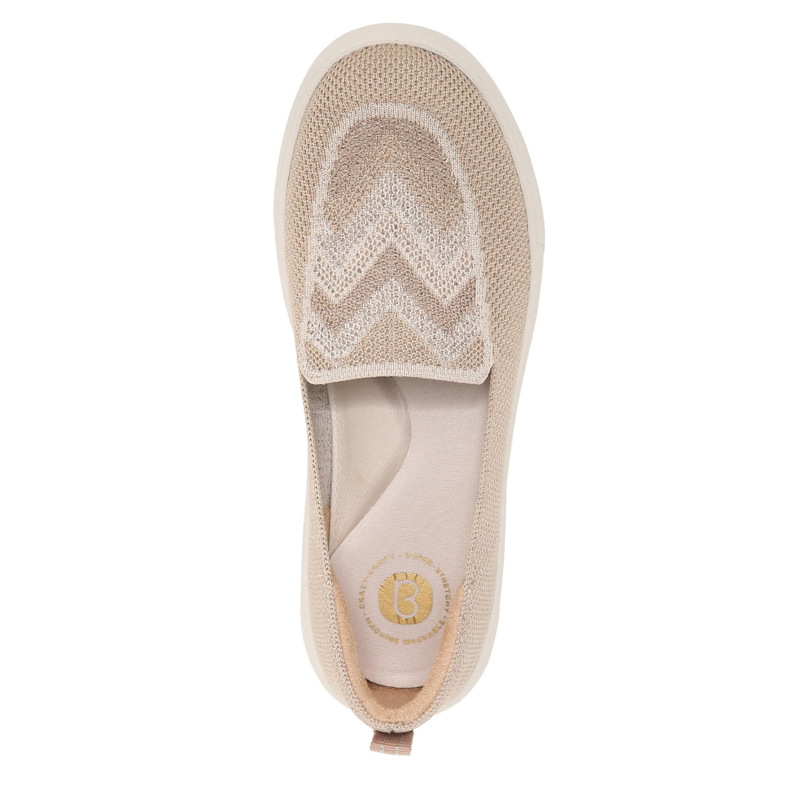 BZees Womens March On Moc Slip-on Loafer, Hazelnut Chevron Knit, 7 US