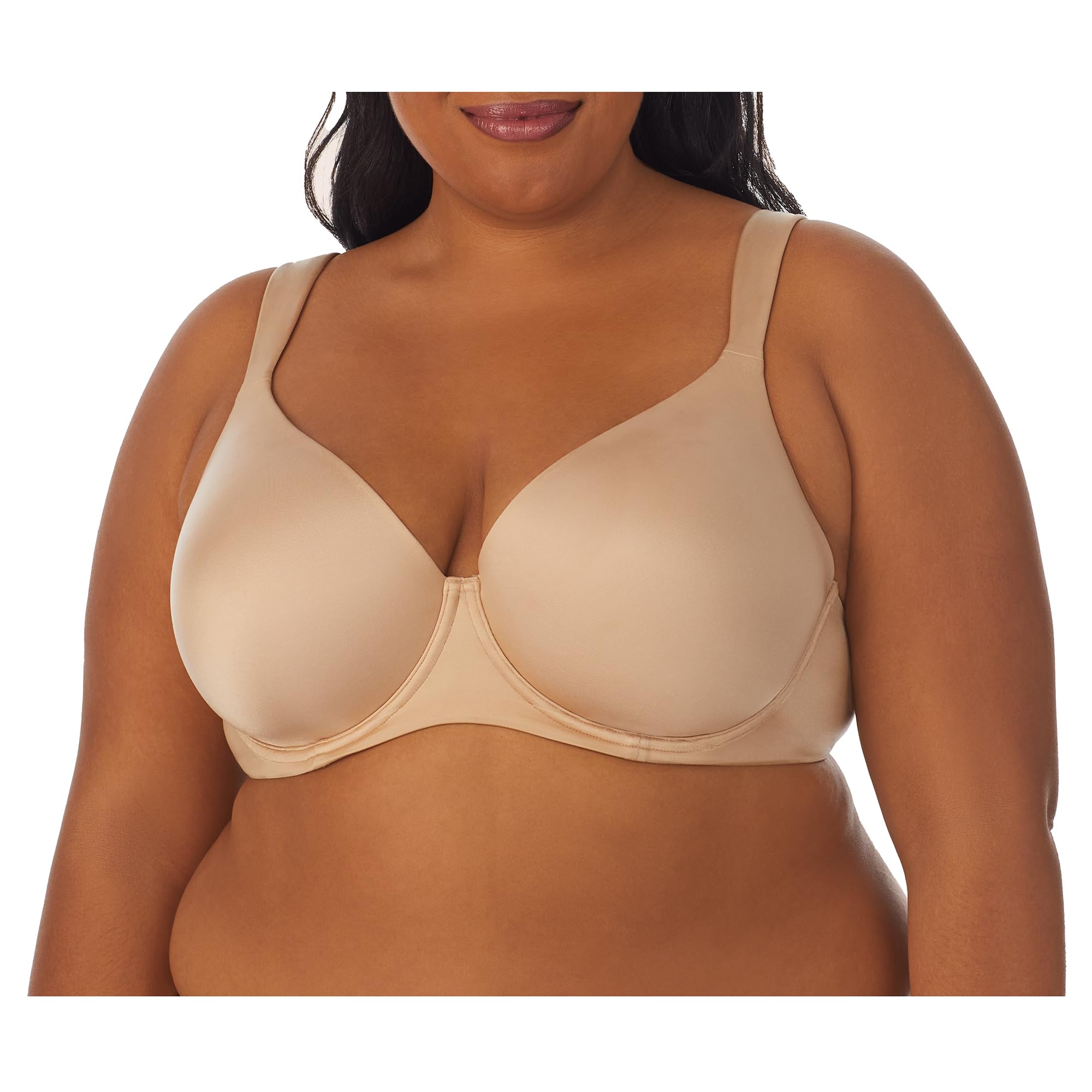DREAMFIT Underwear for Women Plus Size Full Coverage Microfiber Underwire Everyday Smoothing Tshirt Bra - 44DD Tawny