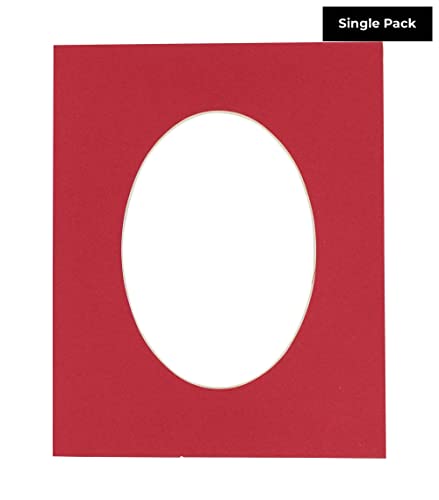 CountryArtHouse Deep Red Acid Free 7x10 Oval Picture Frame Mat with White Core Bevel Cut for 5.5x8.5 Pictures - Fits 7x10 Frame - Pack of 1 Matboard