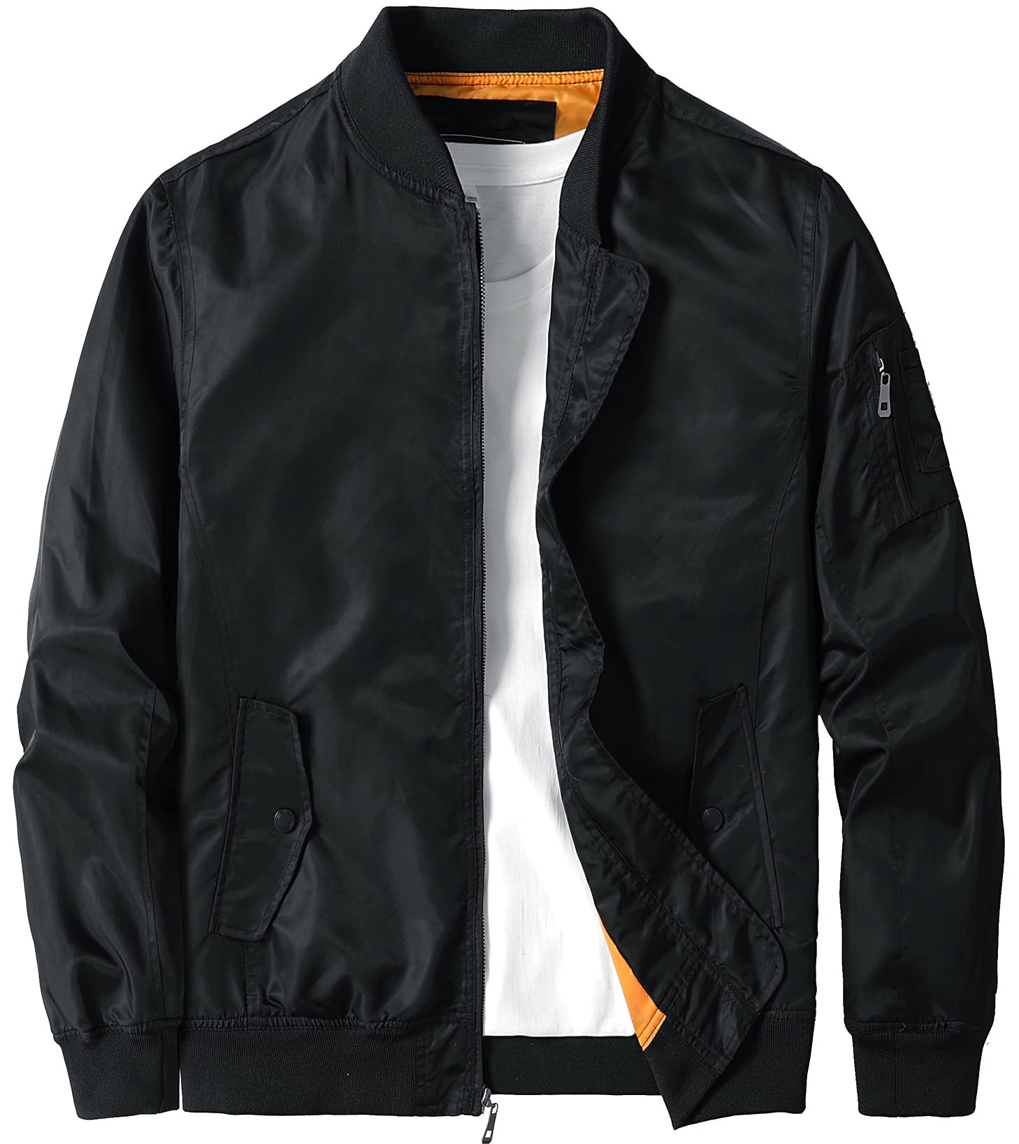 MOERDENG Men's Lightweight Bomber Jacket Outdoor Windbreaker Varsity Jacket Softshell Coat