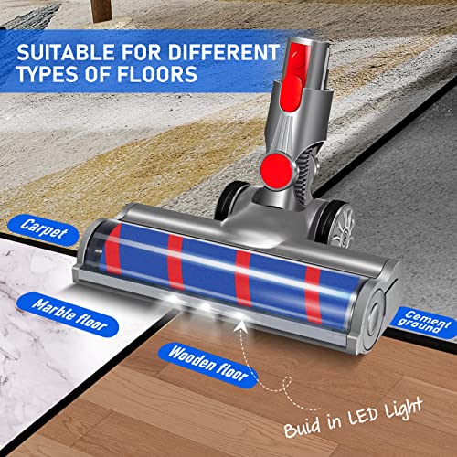 ALSTON Soft/Hard Roller Floor Brush Motorhead Attachment Vacuum Cleaner Head Replacement for Dyson V7 V8 V10 V11 V15 with LED Headlight and Triger Lock