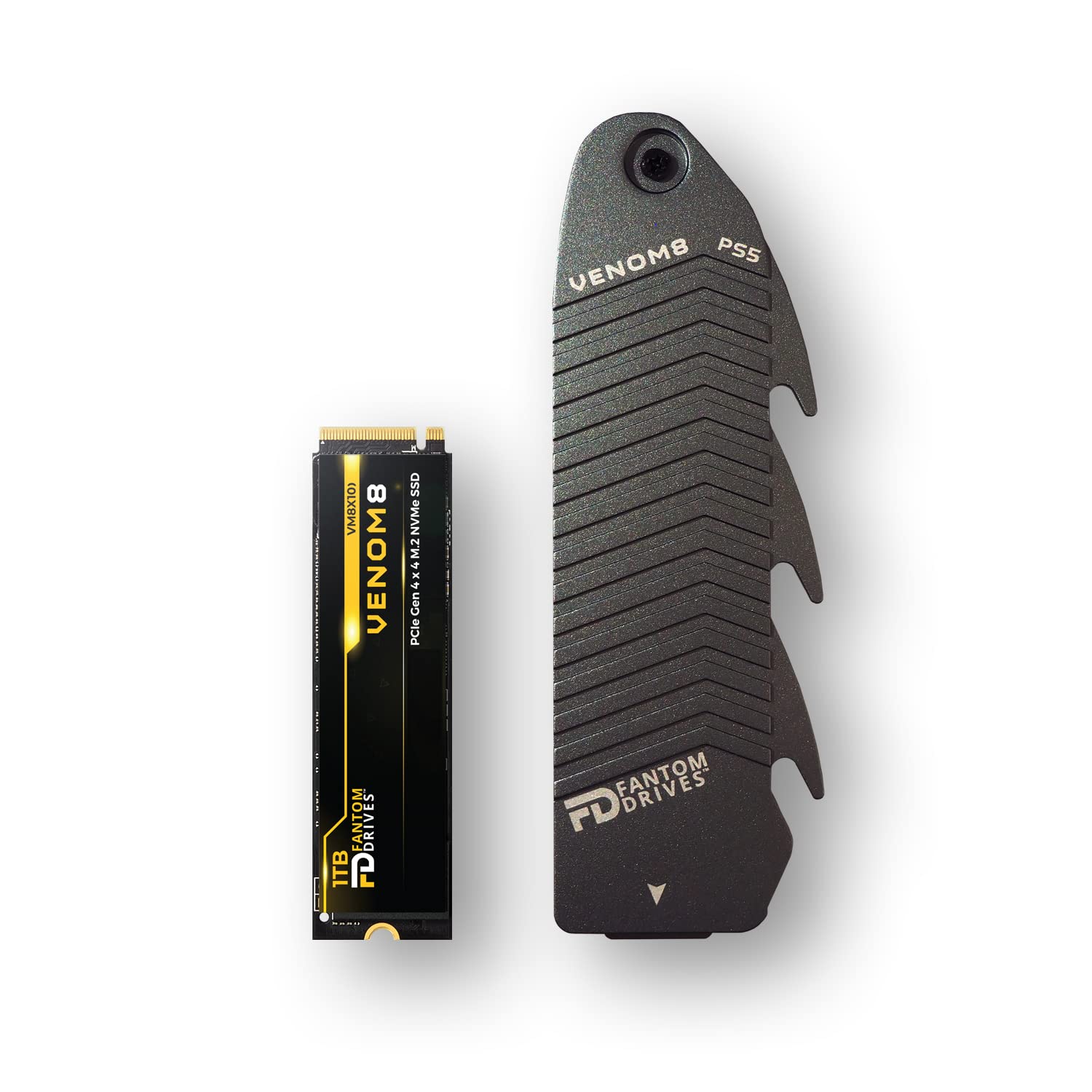 Fantom Drives VENOM8 1TB NVMe Gen 4 M.2 SSD for PlayStation 5 (PS5) Gaming PC & Laptop, Graphics, Video Editing - 3D NAND TLC DDR4 DRAM Cache Internal SSD - Up to 7400MB/s - w/Heatsink (VM8X10-PS5)