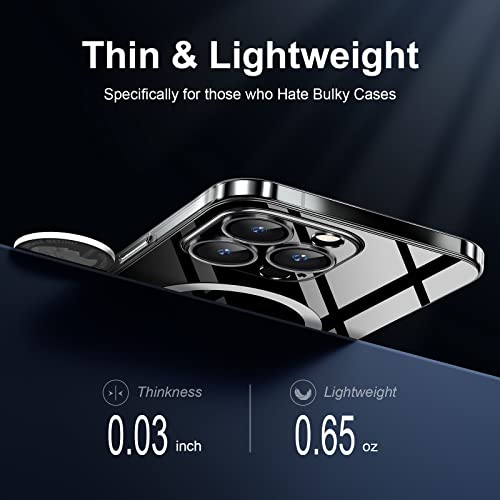 Purluct Magnetic Slim Designed for iPhone 13 Pro Max Case[Compatible with MagSafe],Thin Finish Skin Hard Back Case [Non Yellowing] Ultra Protective Fit Cover with Camera Protection 6.7 Inch (Clear)