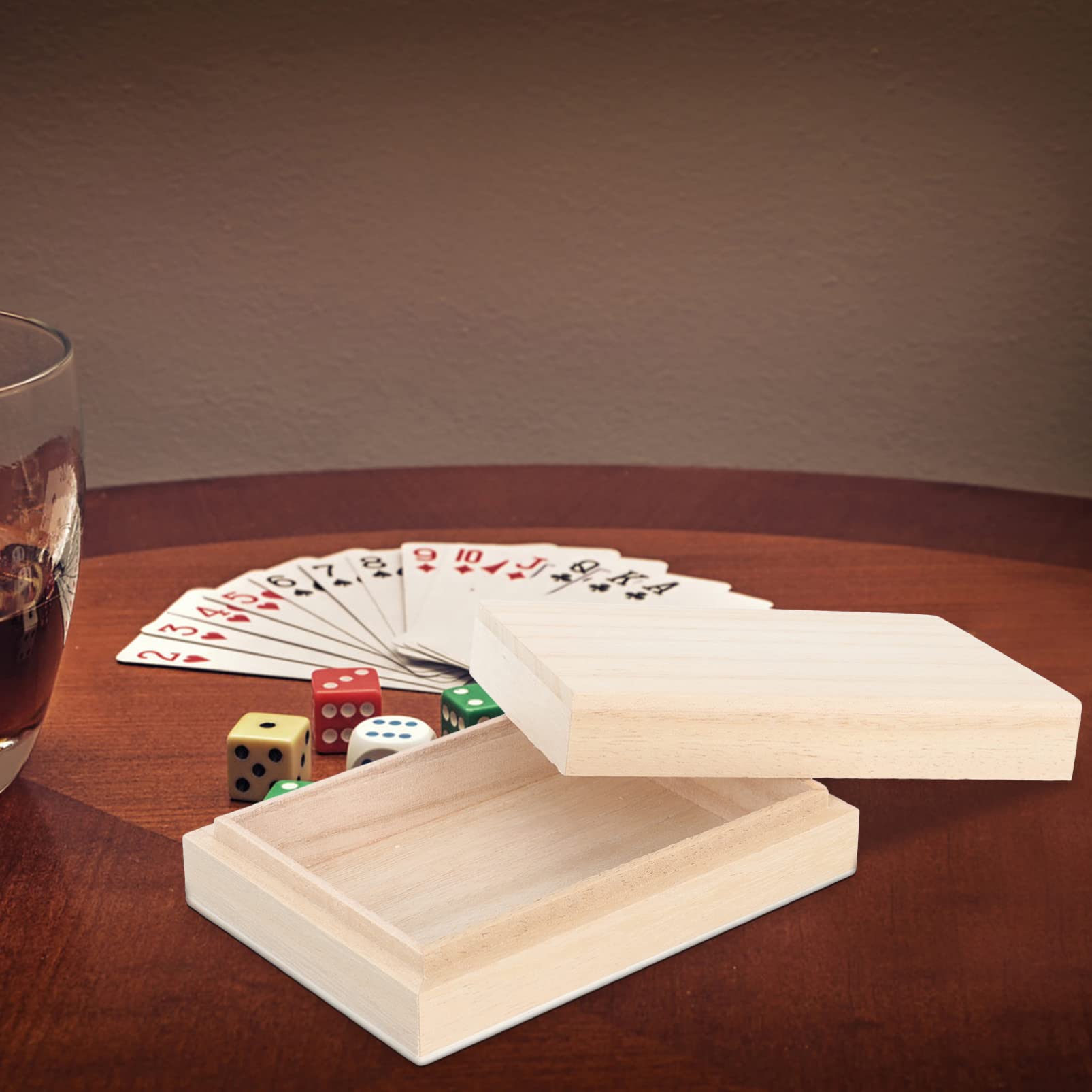 Cabilock Wooden Poker Cards Storage Box Empty Poker Cards Case for Travel Games