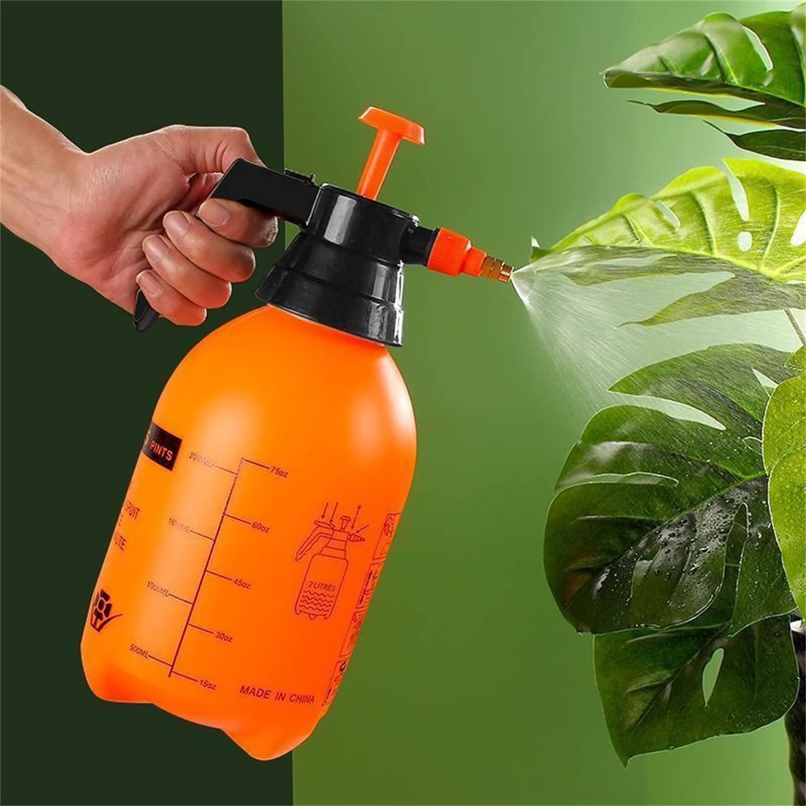 Garden Pump Sprayer, 68 oz Hand Pressure Sprayer with Adjustable Pressure Nozzle Pressure Spray Bottle for Lawn, Garden,Home Cleaning,Car Washing(Orange)