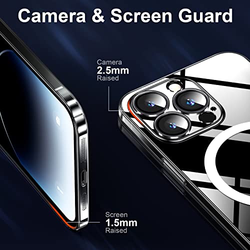 Purluct Magnetic Slim Designed for iPhone 13 Pro Max Case[Compatible with MagSafe],Thin Finish Skin Hard Back Case [Non Yellowing] Ultra Protective Fit Cover with Camera Protection 6.7 Inch (Clear)