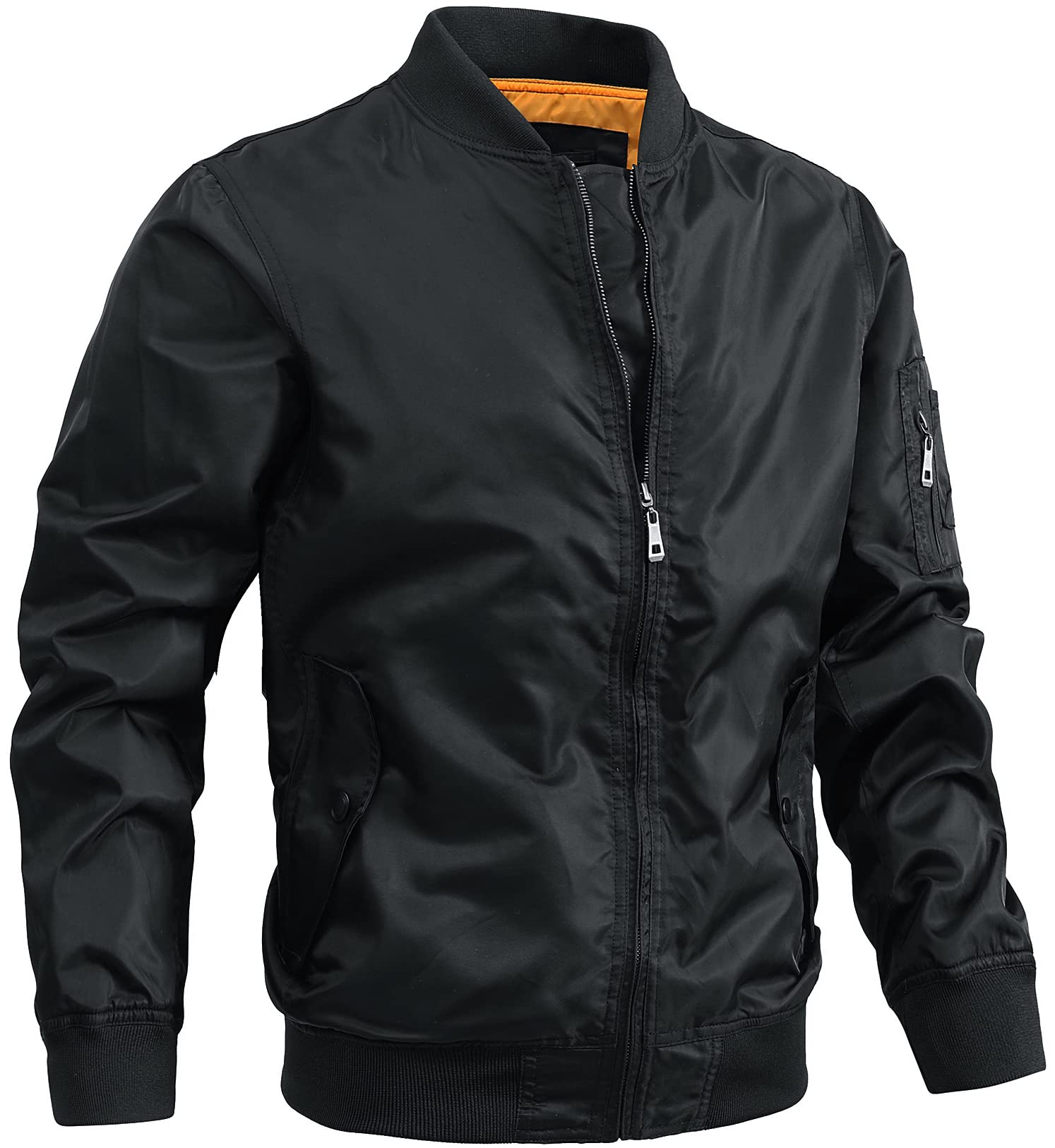 MOERDENG Men's Lightweight Bomber Jacket Outdoor Windbreaker Varsity Jacket Softshell Coat