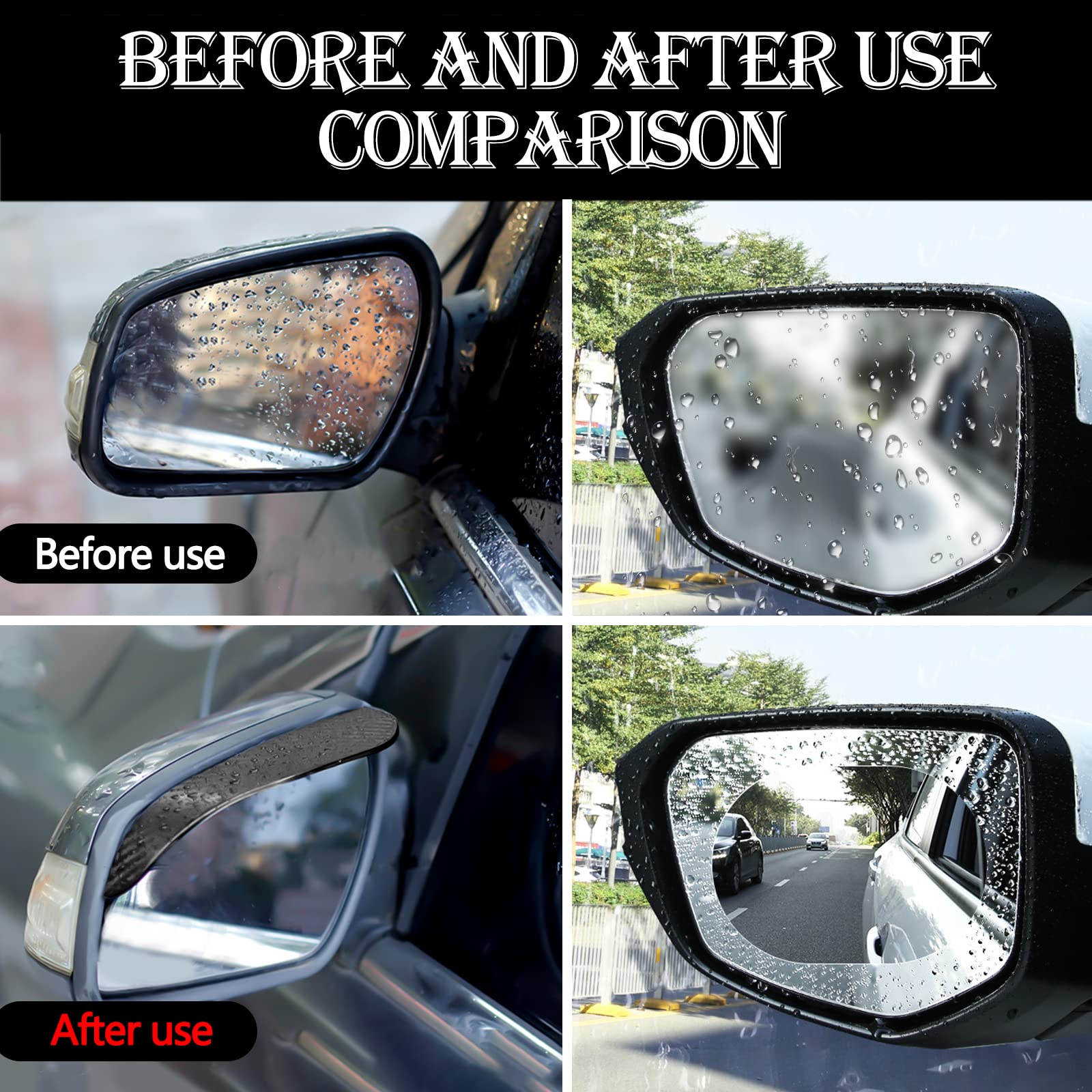 2PCS Car Rear View Mirror Rain Visor Guard, Universal Side Mirror Rain Guard, Car Rearview Mirror Film Rainproof Waterproof Mirror Film