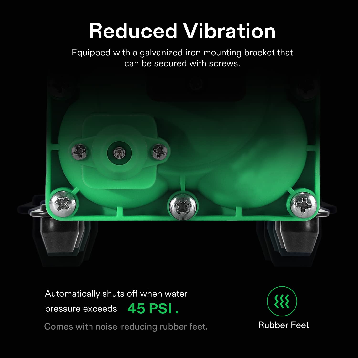 VIVOGROW Water Pressure Pump, 110V 5.5GPM 70 PSI Diaphragm Water Pump Include 1/2" and 3/4" Garden Hose Adapters, Power Plug for Bathrooms, Kitchens, RVs, and Yachts, Green