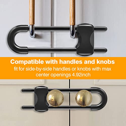 10 Pack Cabinet Locks for Babies, Baby Proofing Cabinet Locks, Adjustable U-Shaped Sliding Cabinet Child Safety Locks Childproof Latches for Knob Handles on Kitchen Storage Door Closet Dresser (Black)