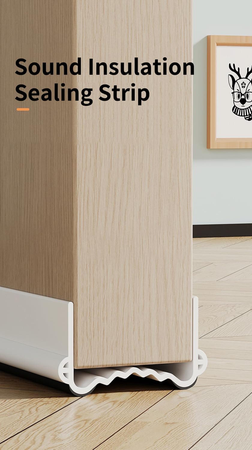 2-Pack Door Draft Stopper PVC Adjustable Length 37" Easy to Install Door Bottom Gap Filler