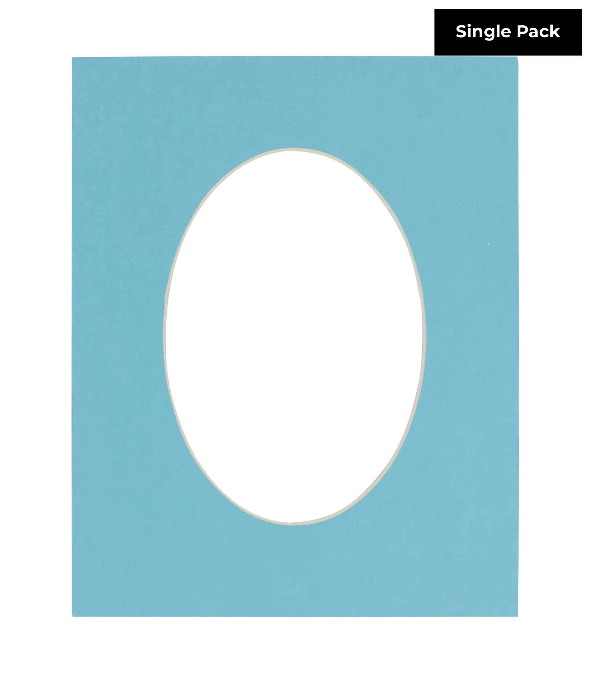 CountryArtHouse Aqua Blue Acid Free 14x18 Oval Picture Frame Mat with White Core Bevel Cut for 12x16 Pictures - Fits 14x18 Frame - Pack of 1 Matboard