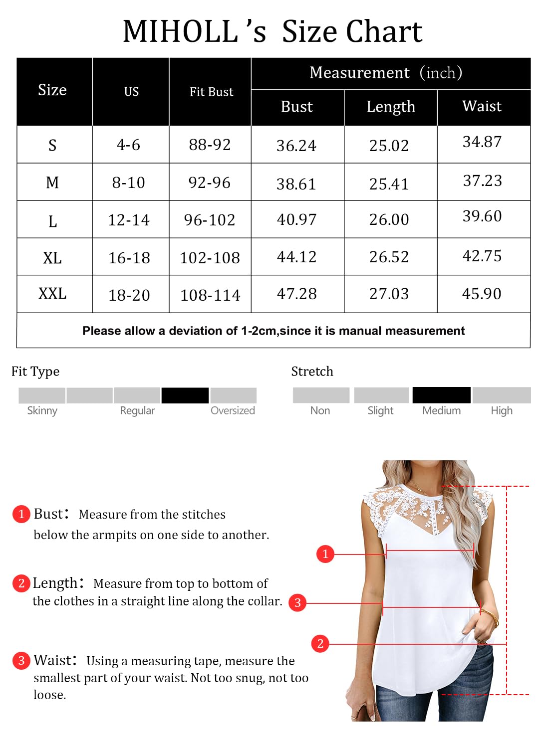 MIHOLL Women's Elegant 2025 Summer Top Sleeveless Camisole Round Neck Lace Trim Ruffle Tank Tops(White,Large)