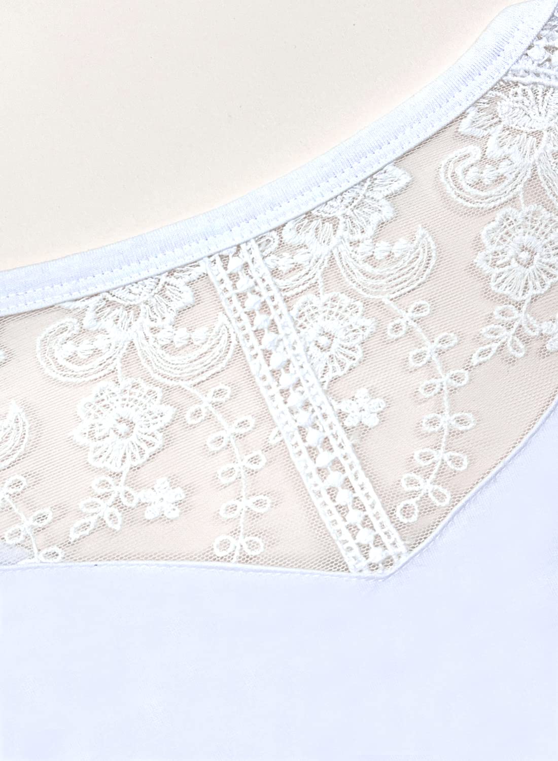 MIHOLL Women's Elegant 2025 Summer Top Sleeveless Camisole Round Neck Lace Trim Ruffle Tank Tops(White,Large)