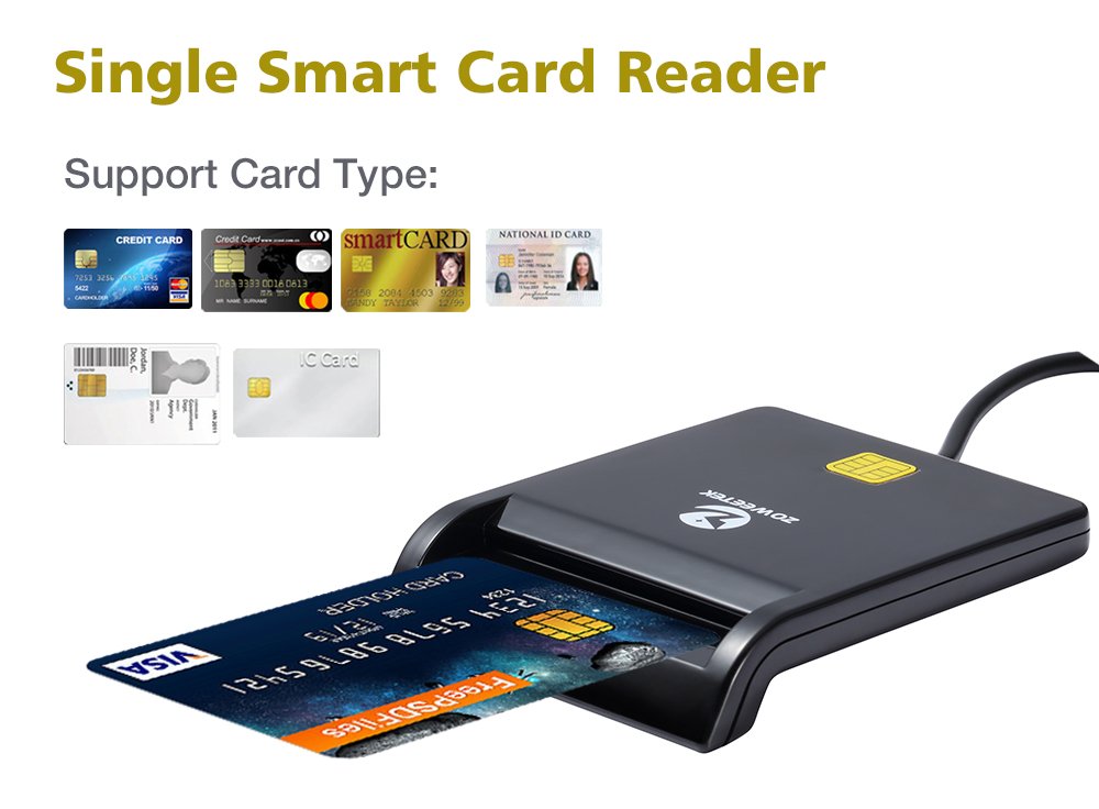 ZOWEETEK CAC Card Reader Military, Smart Card Reader DOD Military USB Common Access CAC, Compatible with Windows, Mac OS and Linux