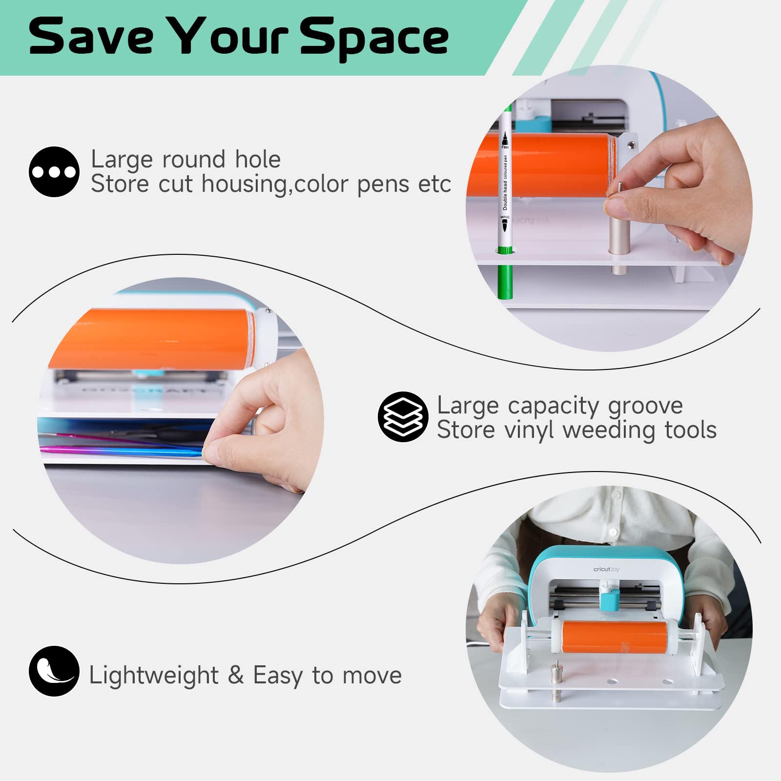 GO2CRAFT Vinyl Roll Holder for Cricut Joy, Multipurpose Clean Precise Cut Long Image of Smart Vinyl & Smart Iron-on, Ideal Vinyl Holder Tool for preventing Table Mess, DIY Crafts, Gifts