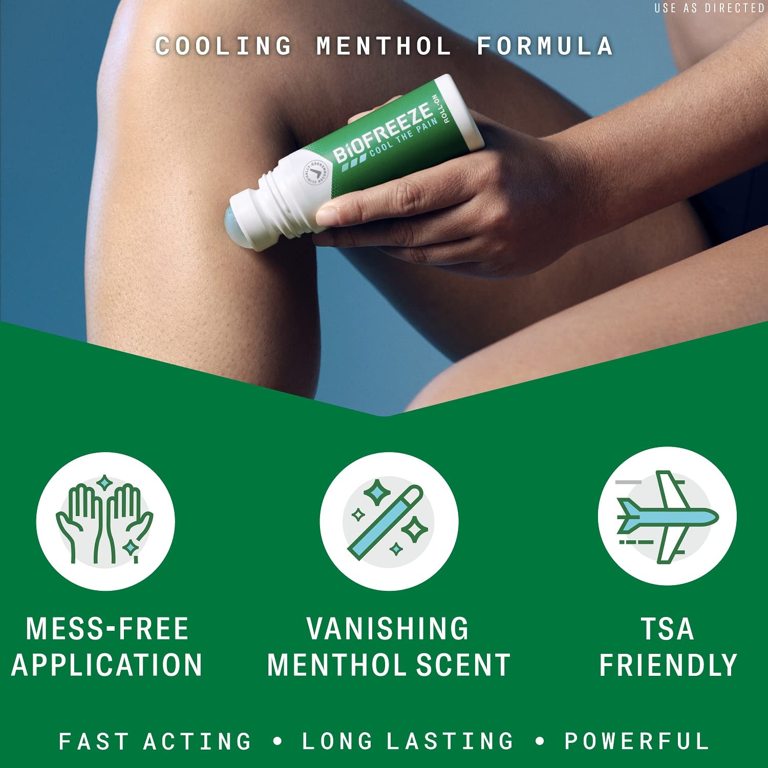 Biofreeze Menthol Pain Relieving Foam 3 FL OZ Roll-On Pain-Relieving Gel 3 FL OZ