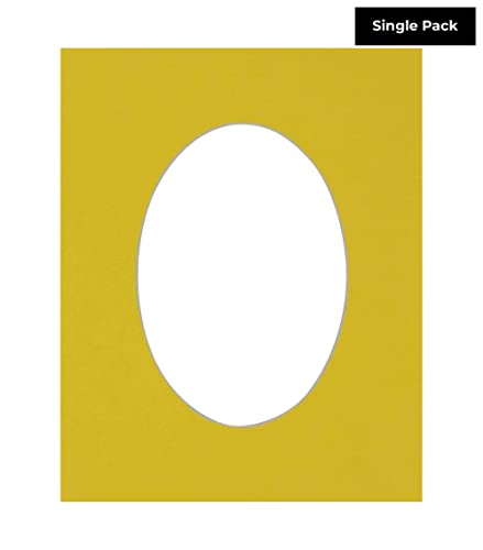 CountryArtHouse Yellow Acid Free 8.5x11 Oval Picture Frame Mat with White Core Bevel Cut for 5x8 Pictures - Fits 8.5x11 Frame - Pack of 1 Matboard