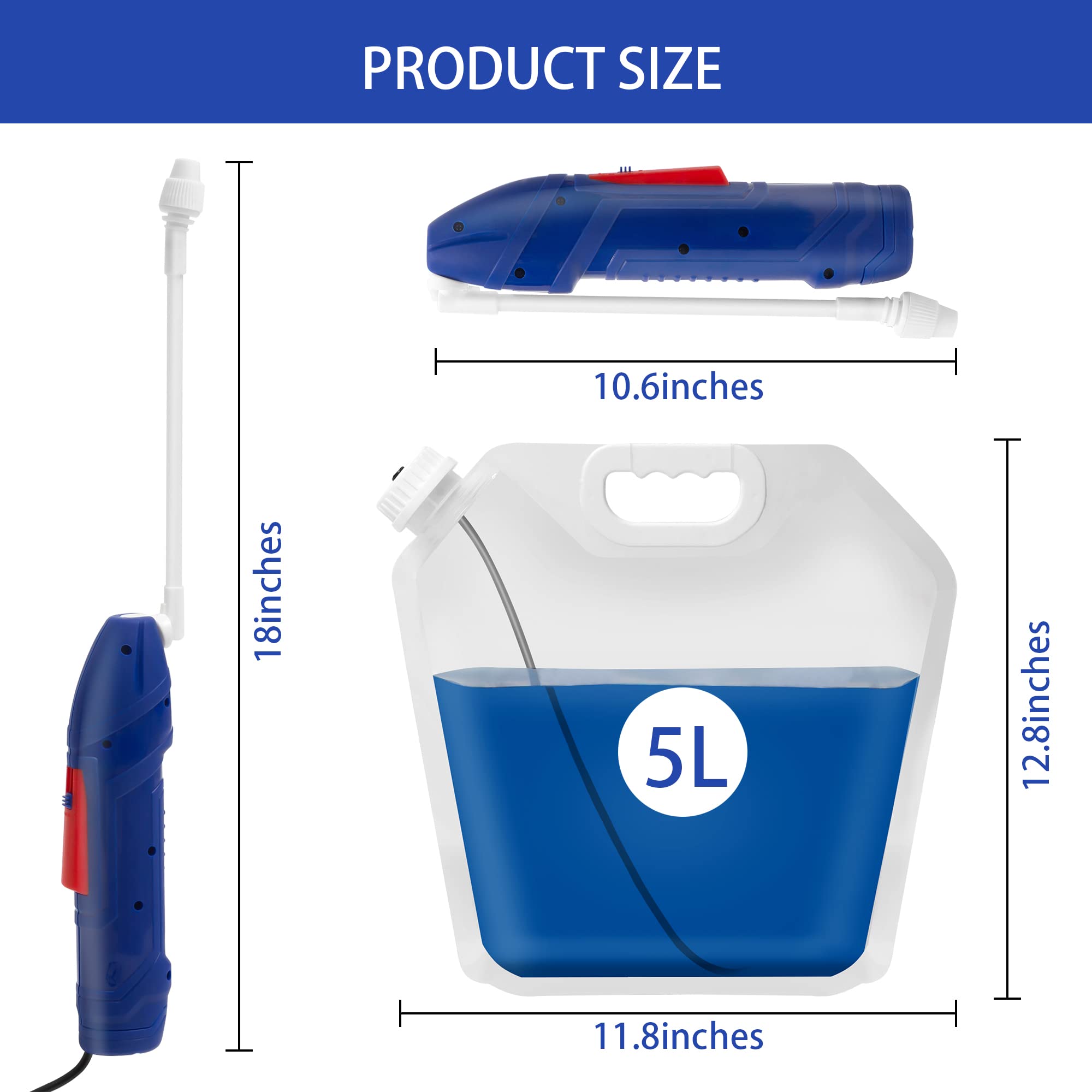 Battery Power Sprayer Operated Versatile Multi-Purpose Foldable Sprayer with 1.35 Gallon Bags for Gardening,Lawn and Disinfecting