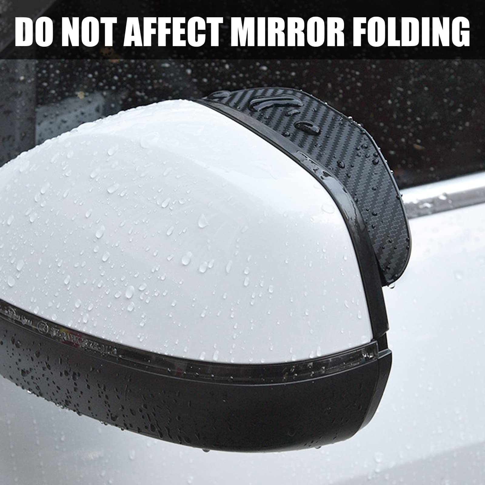 Sodcay 2 PCS Car Rear View Mirror Rain Visor Guard, Carbon Fiber Reverse Mirror Rain Brow, 6.9In Waterproof Sunshade Side View Mirror Protection Cover, Universal for Most Car, Truck SUV (Black)