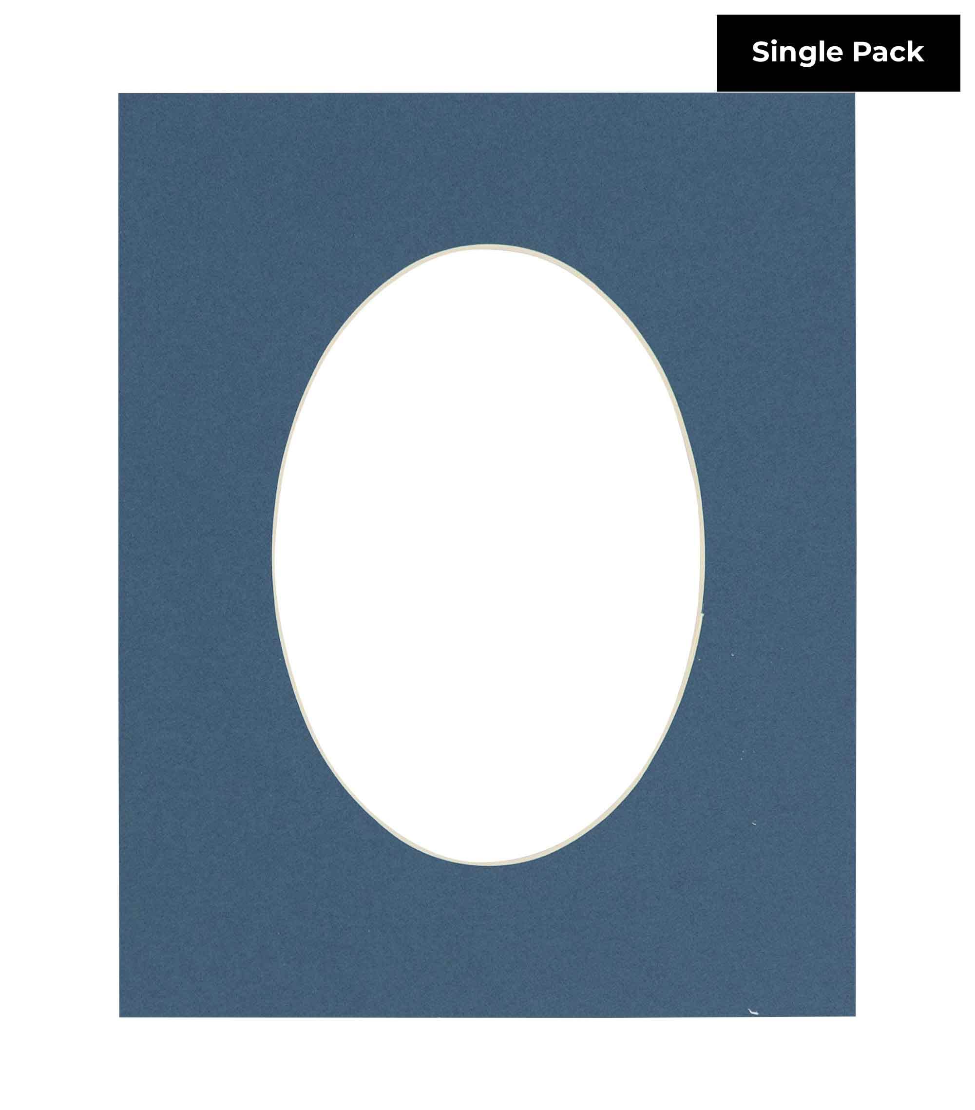 CountryArtHouse Steel Blue Acid Free 8x11 Oval Picture Frame Mat with White Core Bevel Cut for 6x9 Pictures - Fits 8x11 Frame - Pack of 1 Matboard