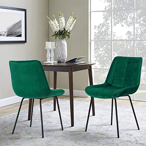 NicBex Velvet Dining Chairs, Upholstered Reception Chairs, Tufted Accent Chair with Metal Legs for Home Kitchen, Living Room, Set of 2, Green