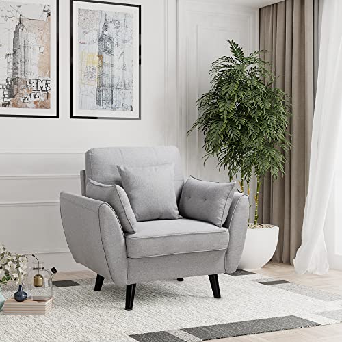 JAMFLY Small Sofa Couch for Living Room, Upholstered Modern Sofa Chair with Pillow, Comfortable Small Sofa for Bedroom, Office