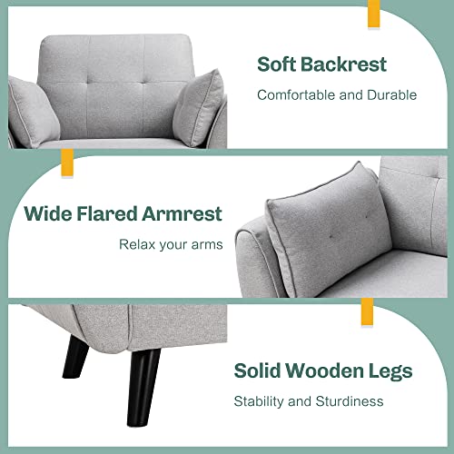 JAMFLY Small Sofa Couch for Living Room, Upholstered Modern Sofa Chair with Pillow, Comfortable Small Sofa for Bedroom, Office