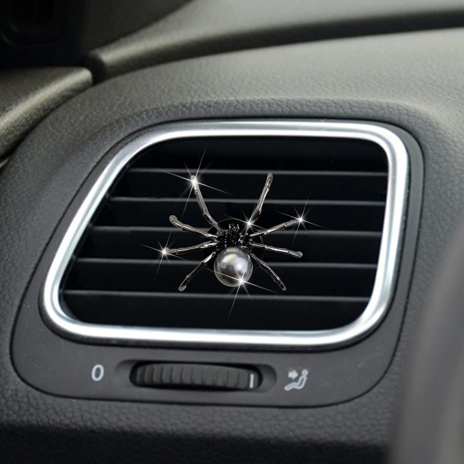 Bling Spider Car Air Fresheners Vent Clips, Cute Lovely Spider Car Air Vent Clips Funny Diamond Diffuser Vent Clip Decoration Interior Decor Bling Accessories for Women Men（Black）