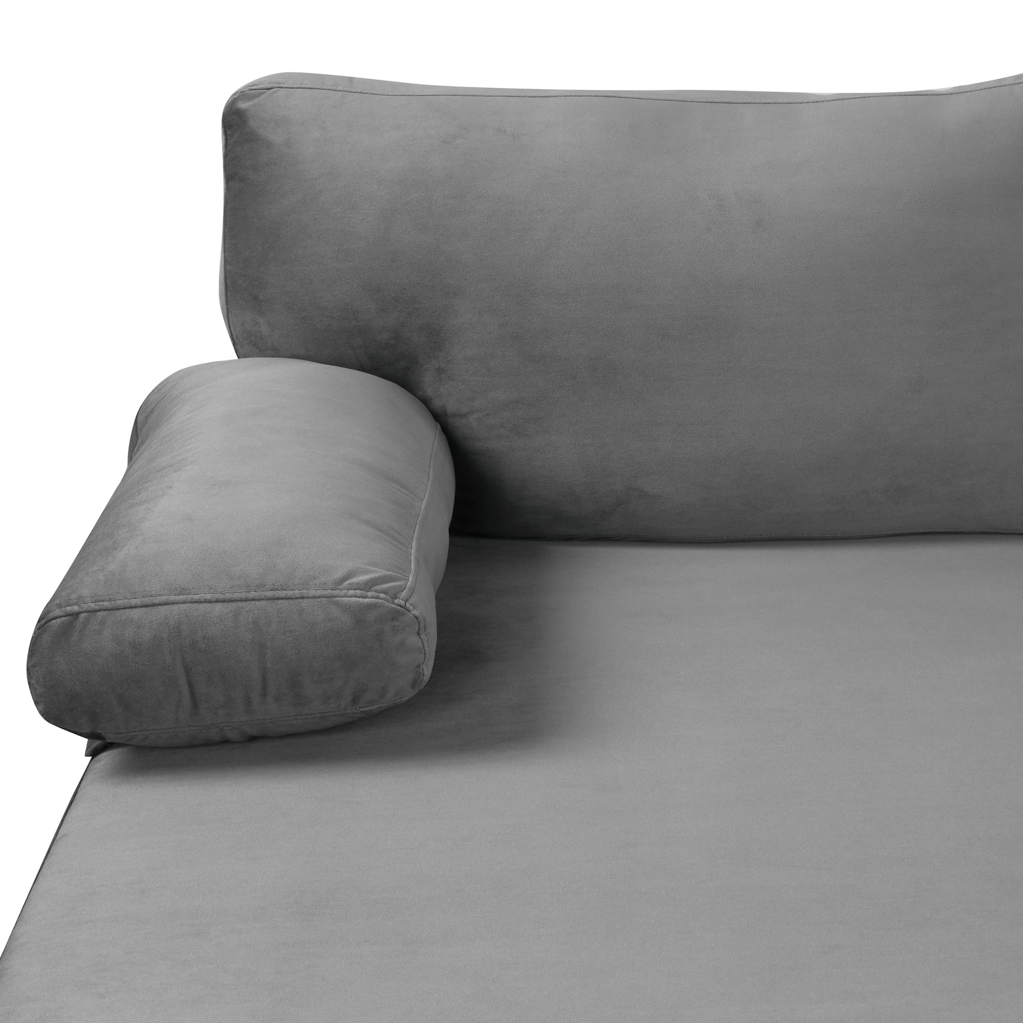 Casa Andrea Milano Modern Velvet Fabric Sectional Sofa, L-Shape Couch with Extra Wide Chaise Lounge