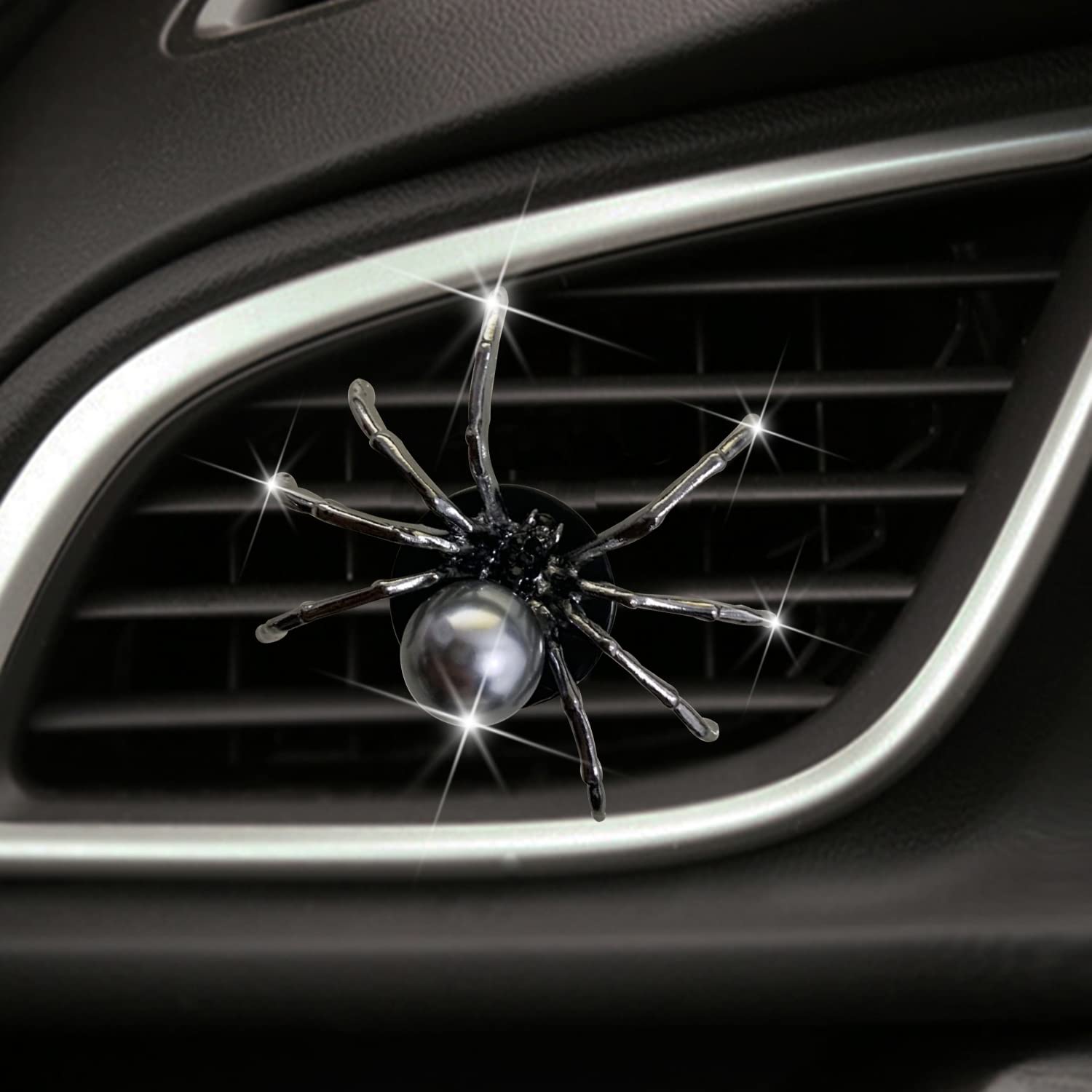 Bling Spider Car Air Fresheners Vent Clips, Cute Lovely Spider Car Air Vent Clips Funny Diamond Diffuser Vent Clip Decoration Interior Decor Bling Accessories for Women Men（Black）