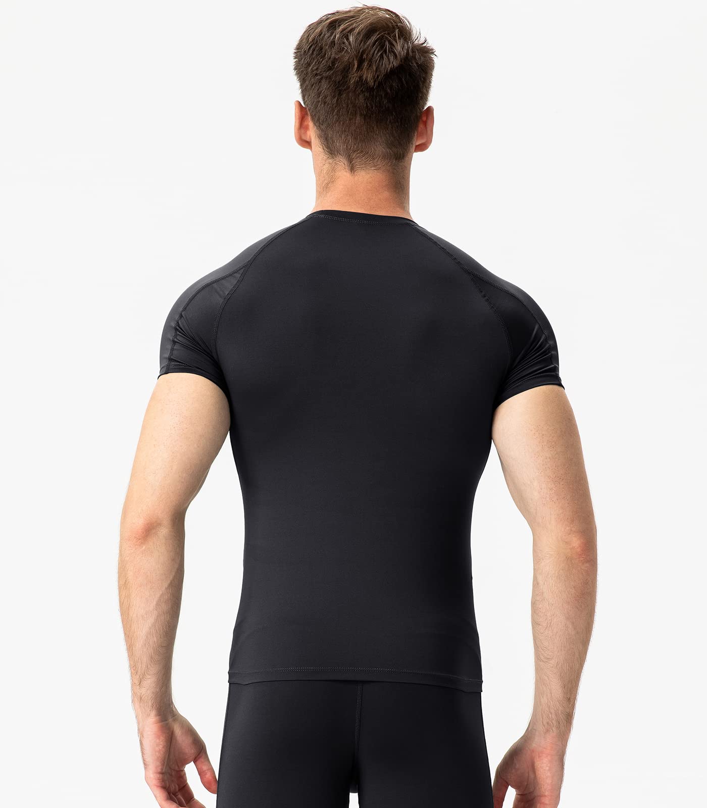 Black Compression Shirts Men Short Sleeve Workout Gym T-Shirt Running Tops Cool Dry Sports Base Layer Undershirts