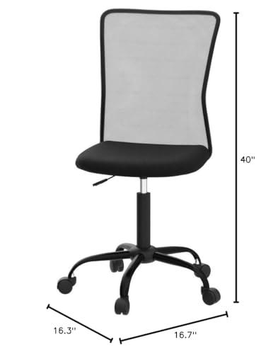 Basic Black Mid-Back Mesh Office Chair - Small, Height-Adjustable, Swivel, No Arms, Rolling