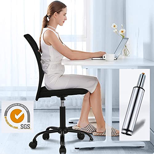 Basic Black Mid-Back Mesh Office Chair - Small, Height-Adjustable, Swivel, No Arms, Rolling