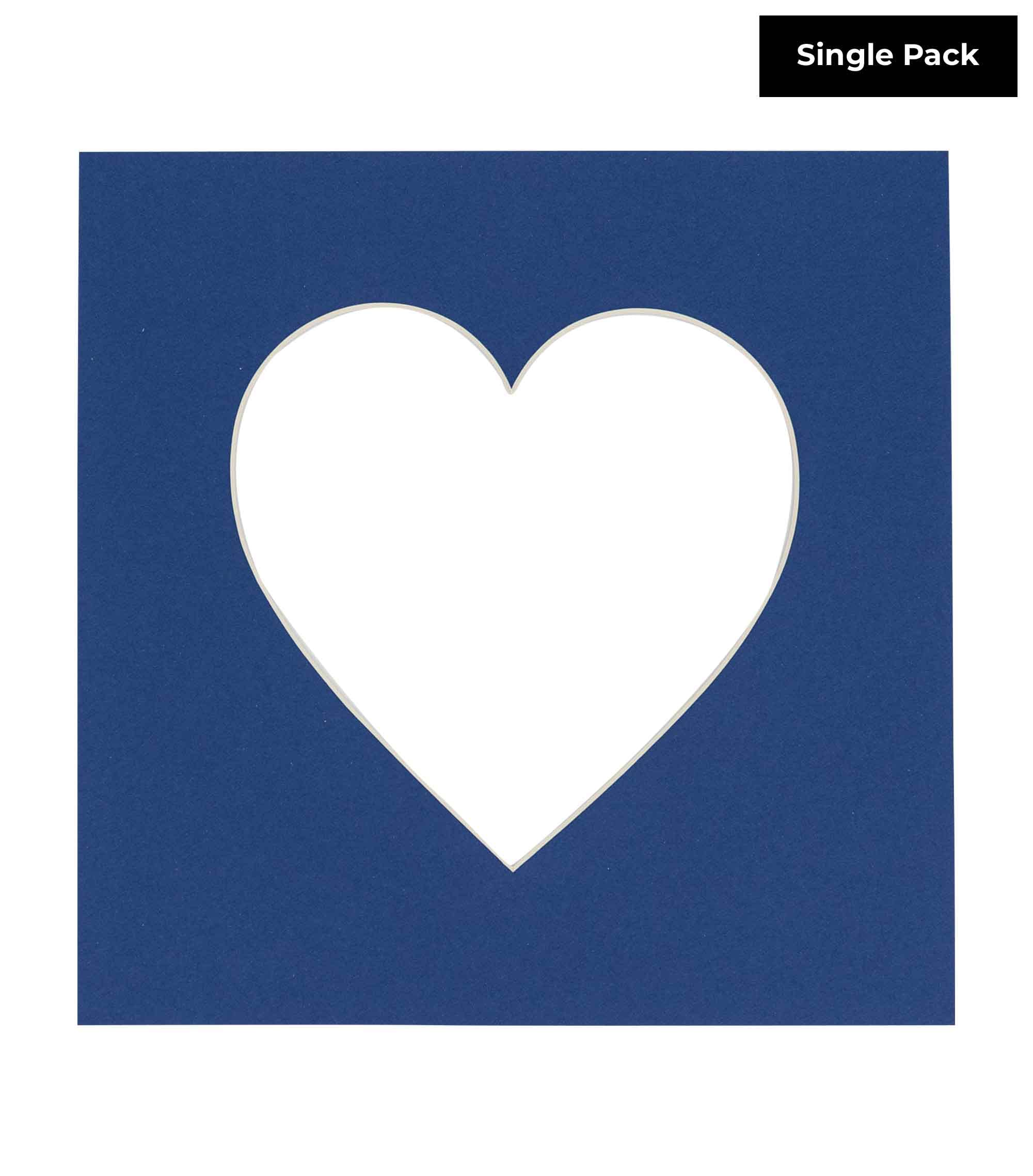 CountryArtHouse Bottle Blue Acid Free 6x6 Heart Picture Frame Mat with White Core Bevel Cut for 3x3 Pictures - Fits 6x6 Frame - Pack of 1 Matboard