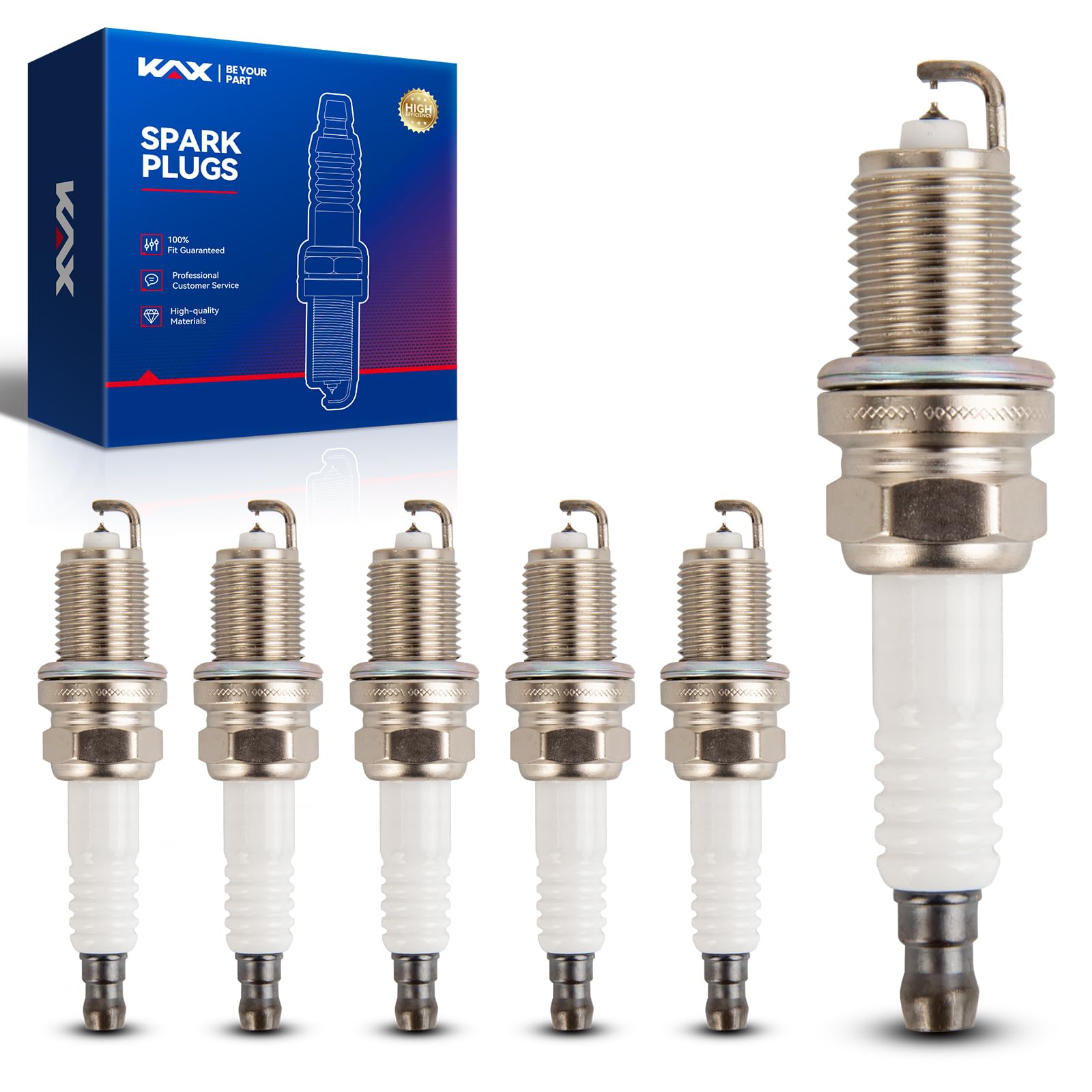 KAX IFR6T11 Iridium Spark Plug 4589,Double Iridium Spark Plugs 6 Pack Fit for Camry,RAV-4,Tundra,tC,RX330,RX300,Highlander,xB,Sienna,ES330,ES300,GX470,Avalon,LS430,Miata,4Runner,SC430,Miata,4Runner