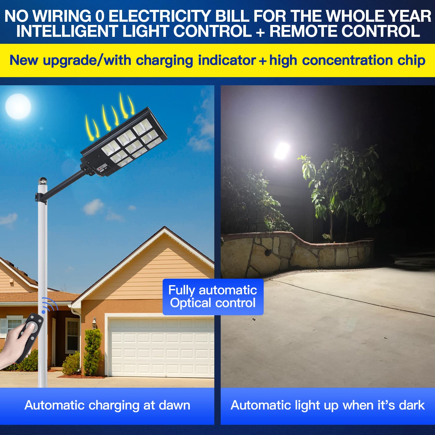 3000W Solar Street Lights Outdoor Waterproof,300000 lumens, Dusk to Dawn Solar with Motion Sensor and Remote Control, LED Flood Light, Suitable for courtyards, Gardens, Streets, Basketball Courts