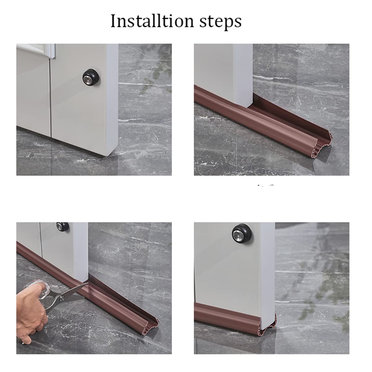 Door Draft Stopper Bottom Seal Strip Noise Blocker - Sweep Strip Under Door Draft Blocker, Soundproof Door Bottom Weather Stripping, for Block Wind, Light, Dust, and Noise (Brown)