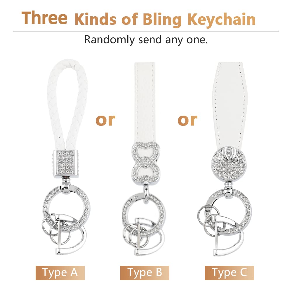 PIFOOG Key Fob Cover for Honda Accord Civic CRV Pilot Passport Insight Accessories White TPU 5 Buttons Smart Keys Case Shell Protector Bling Car Keychain Girly Women