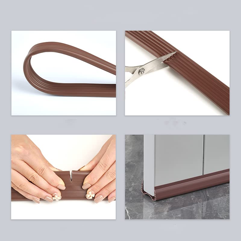 Door Draft Stopper Bottom Seal Strip Noise Blocker - Sweep Strip Under Door Draft Blocker, Soundproof Door Bottom Weather Stripping, for Block Wind, Light, Dust, and Noise (Brown)