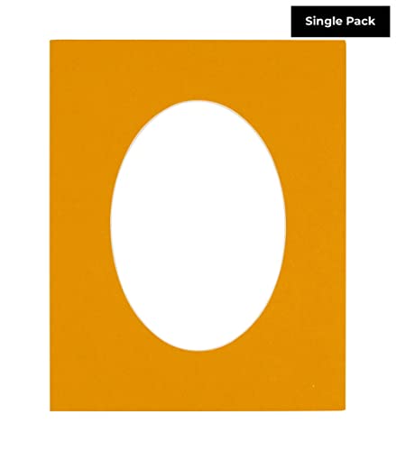 CountryArtHouse Golden Orange Acid Free 8x20 Oval Picture Frame Mat with White Core Bevel Cut for 6x18 Pictures - Fits 8x20 Frame - Pack of 1 Matboard